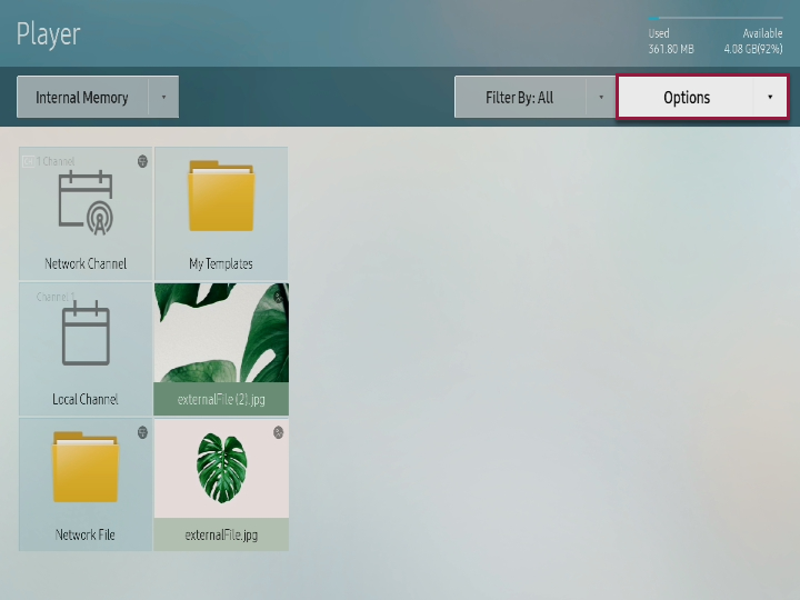 플레이어 메뉴 살펴보기 - MagicINFO Player - Global Site