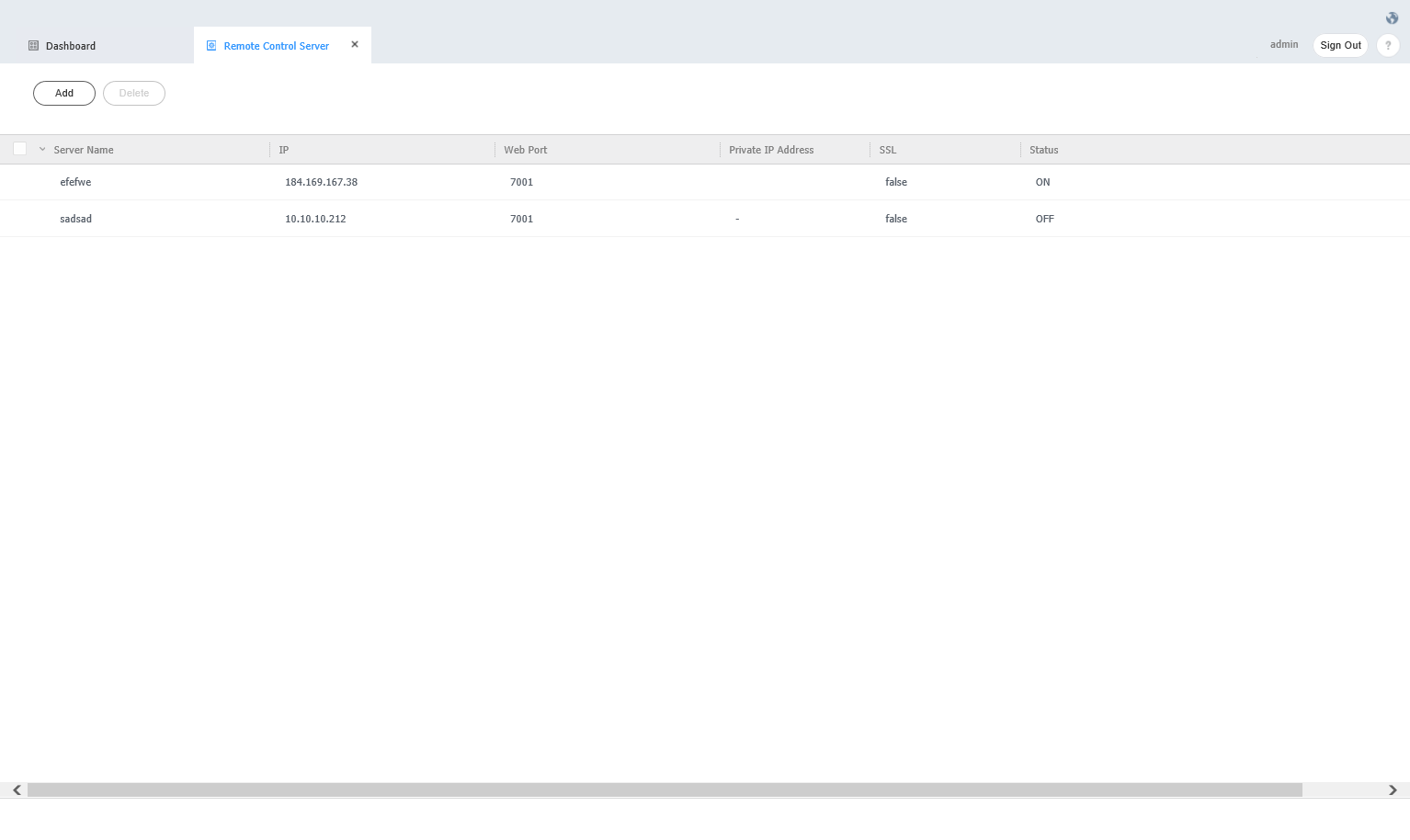 외부 서버 관리하기 - MagicINFO RM Server - Global Site