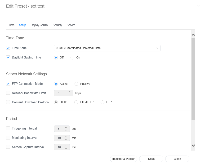 프리셋 수정하기 - MagicINFO RM Server - Global Site