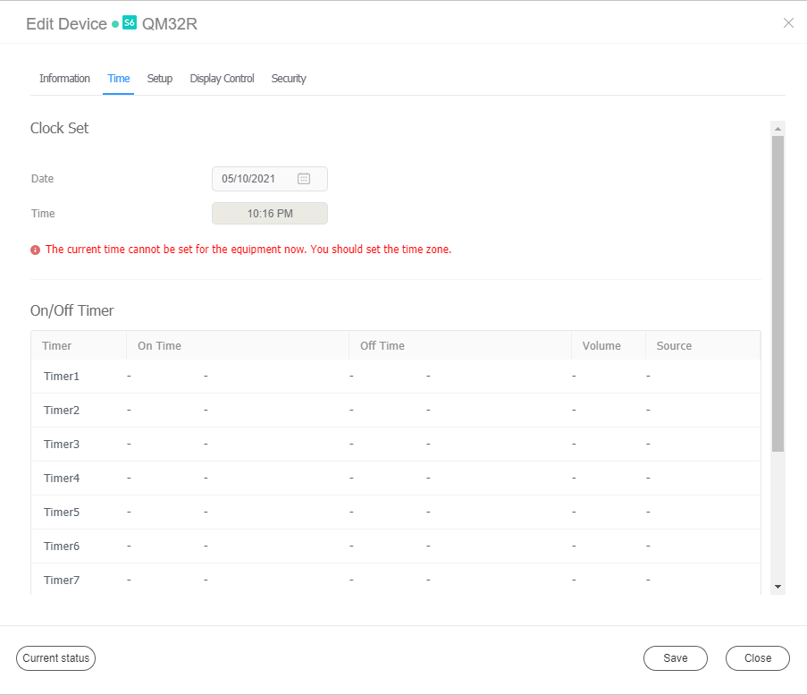 시간 수정하기 - MagicINFO Server 9 - Global Site
